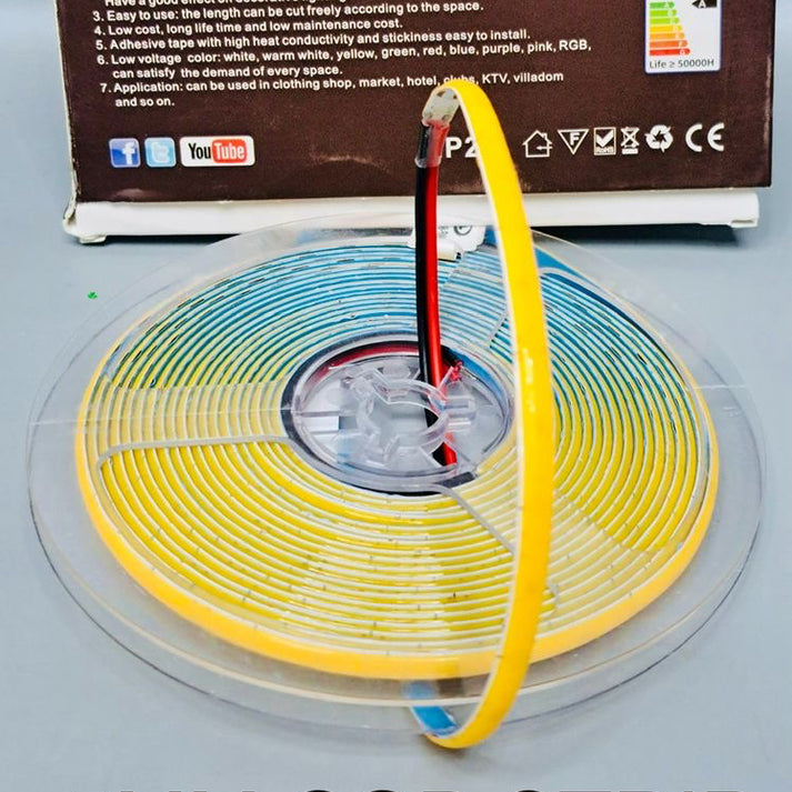 5mm COB Strip 24Volts, 400Led per meter, 5 meters roll Self Adhesive ...