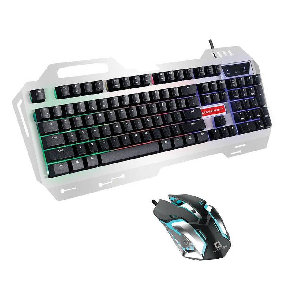 Quantron Metal QKB-12 USB Wired Keyboard & Mouse (Gaming Combo) – 8M Lights