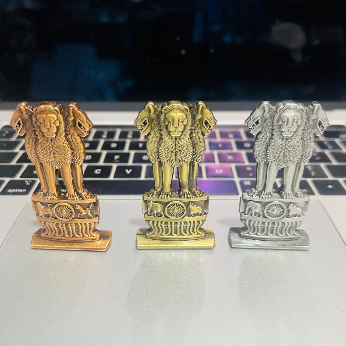 Metal Ashok Stambh National Emblem Dual Side With Self Adhesive Bottom ...